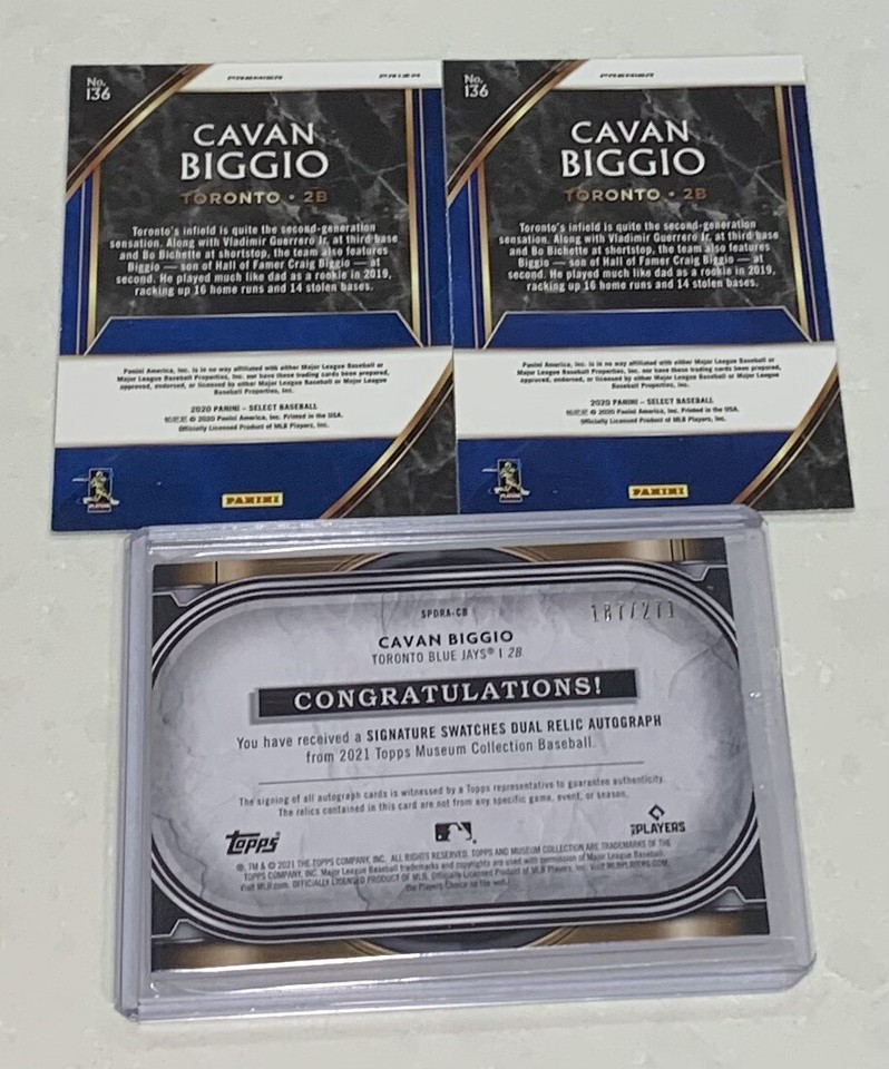 Cavan Biggio Blue Jays Select Tri Color/ Base & Museum Auto Jersey (3 ...