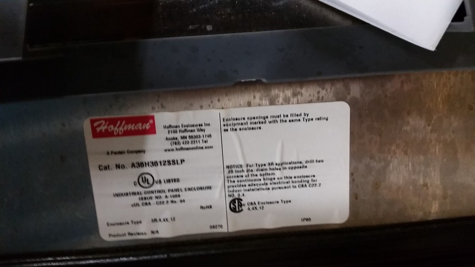 Hoffman Enclosure A36H3612SSLP (enclosure only - no screen) | eBay