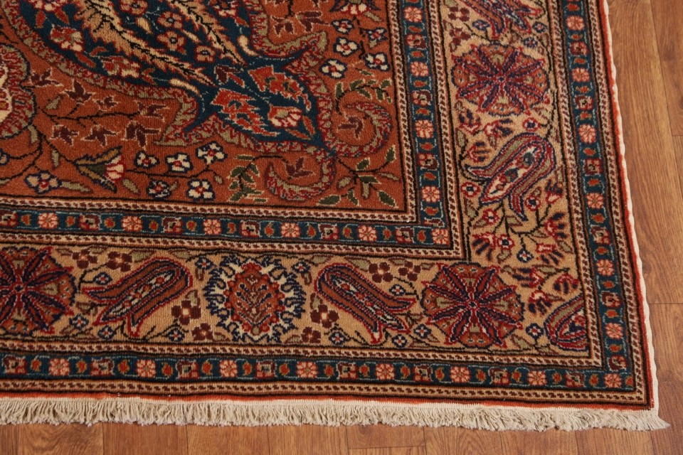 Vintage Ivory/ Rust Handmade Floral Anatolian Turkish Living Room Area ...