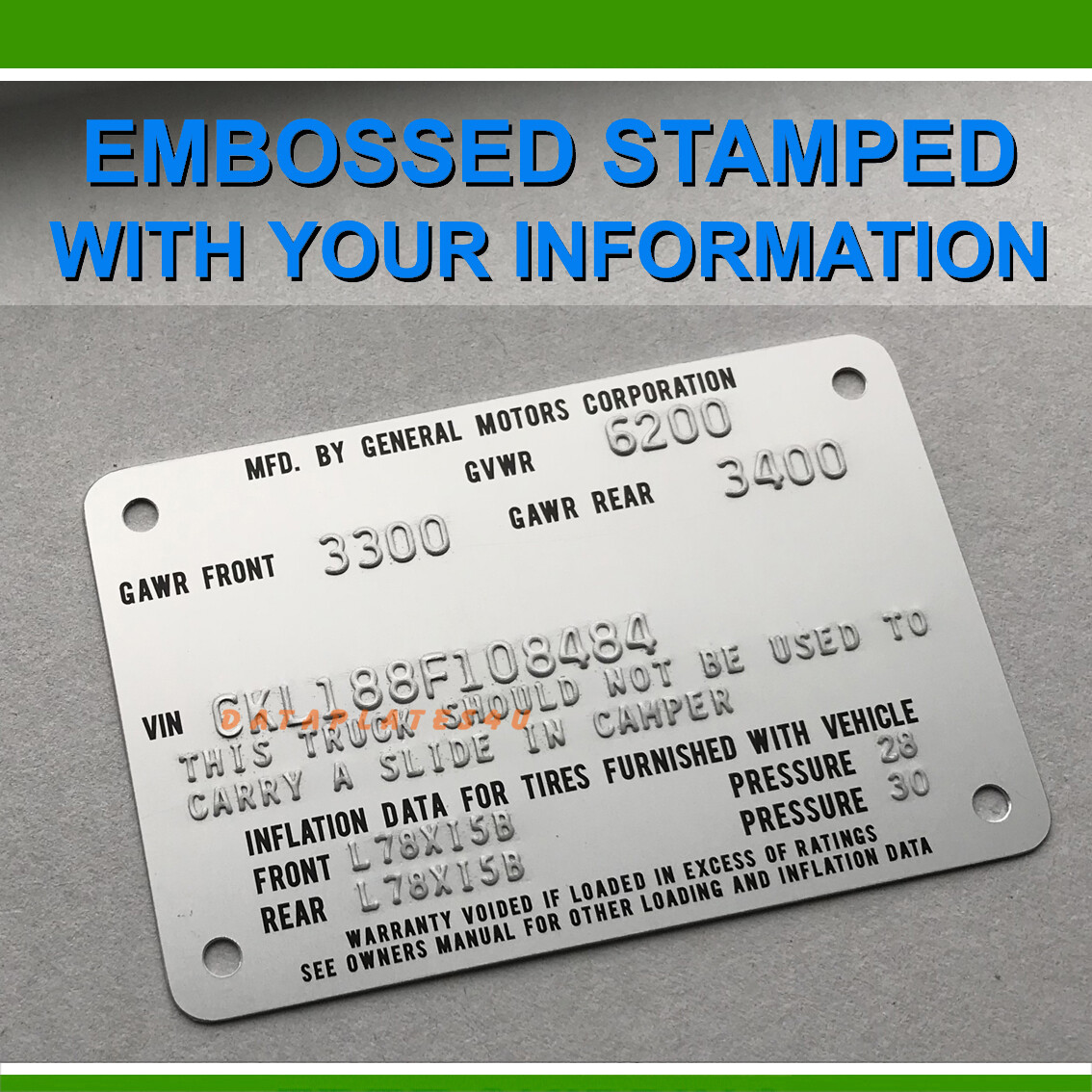 Gmc Vin Plate Location