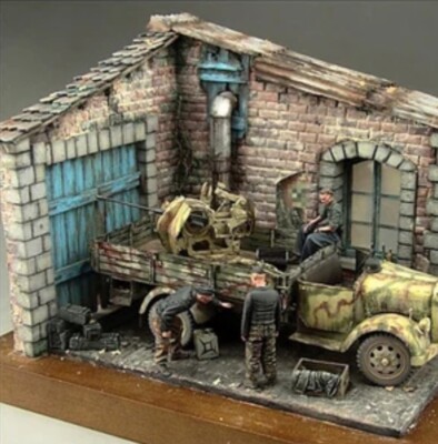 1/35 Handmade Building Model Kits Ruins House Wooden Diorama Scene ...