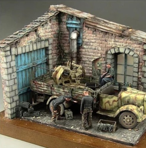 1/35 Handmade Building Model Kits Ruins House Wooden Diorama Scene ...