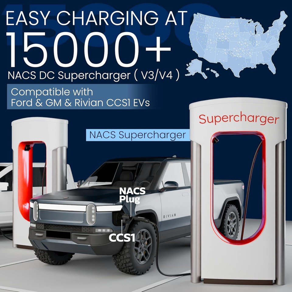 NACS to CCS1 EV Charging Adapter Tesla V3/V4 Supercharger 500A 1000V ...