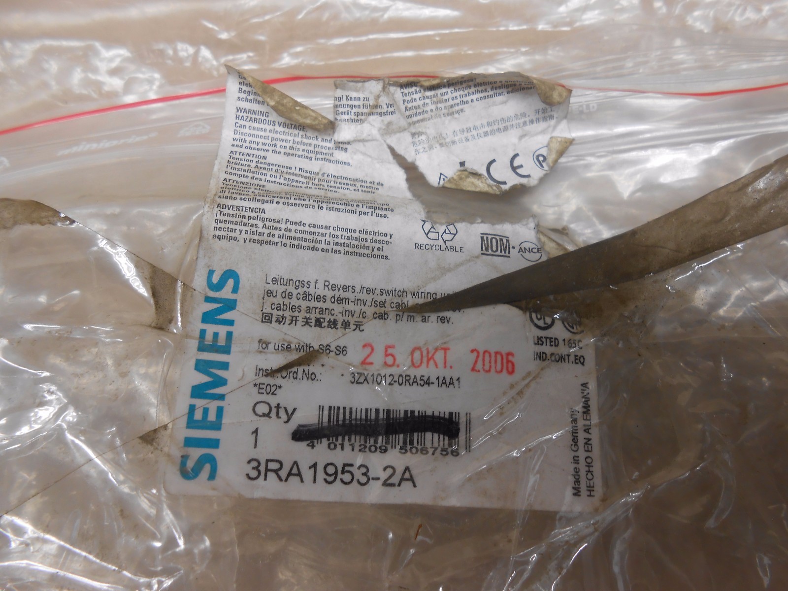 1 NIB SIEMENS 3RA1953-2A 3RA9532A CONTACTOR 3RT105 REVERSING KIT | eBay