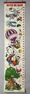 Vintage Disney Watch Me Grow Growth Chart Colorful Mickey Mouse Dumbo ...