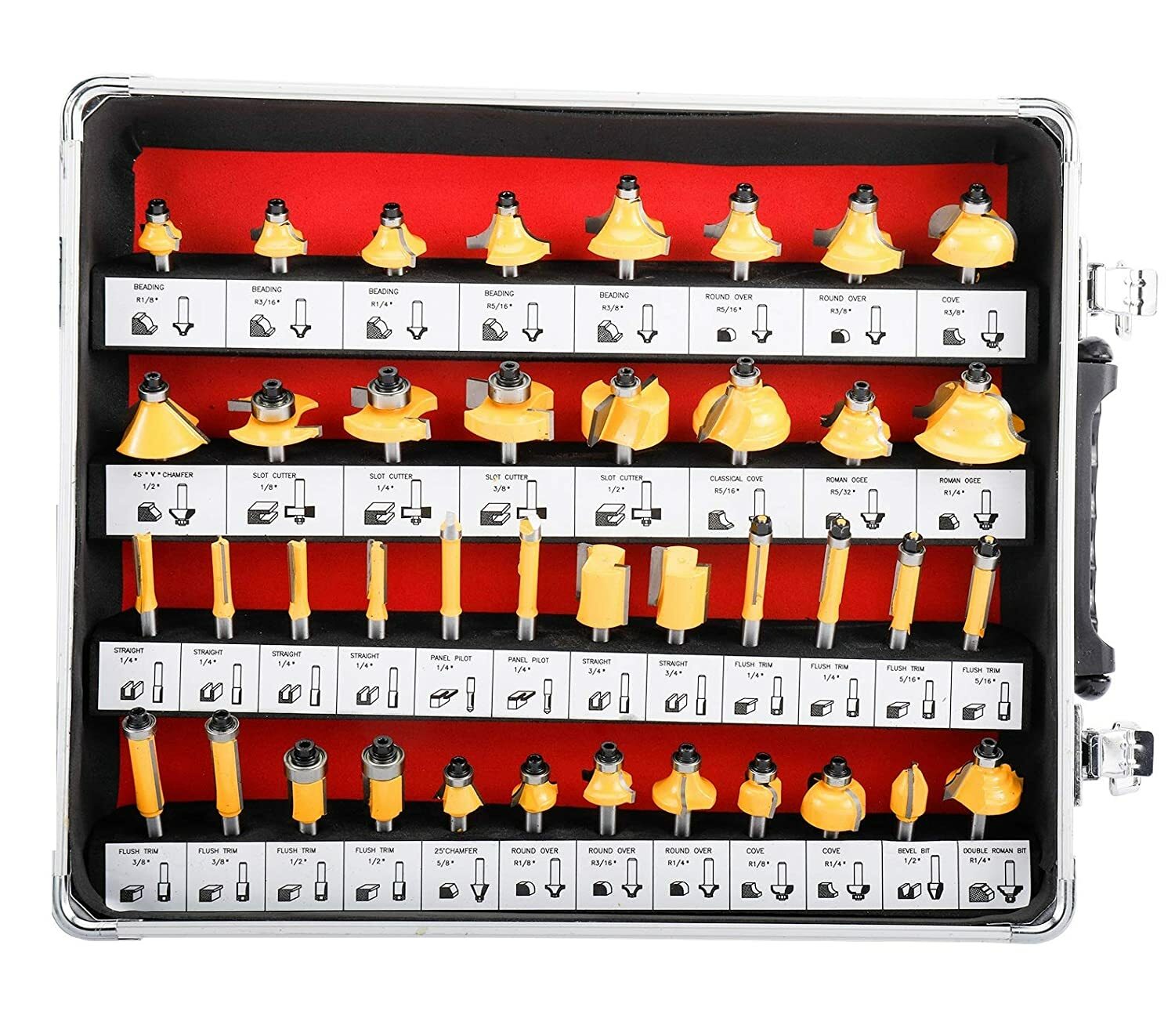 100Pcs Tungsten Carbide Tip Router Bits Set 1/4" Shank Woodworking ...