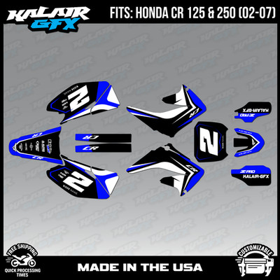 Graphics Kit for HONDA CR125 CR250 (2002-2007) Lightning - Blue | eBay