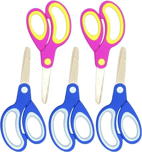 Left-handed Kids Scissors by (Pack of 5, Rounded-tip, 13.2 cm) - Lefty ...