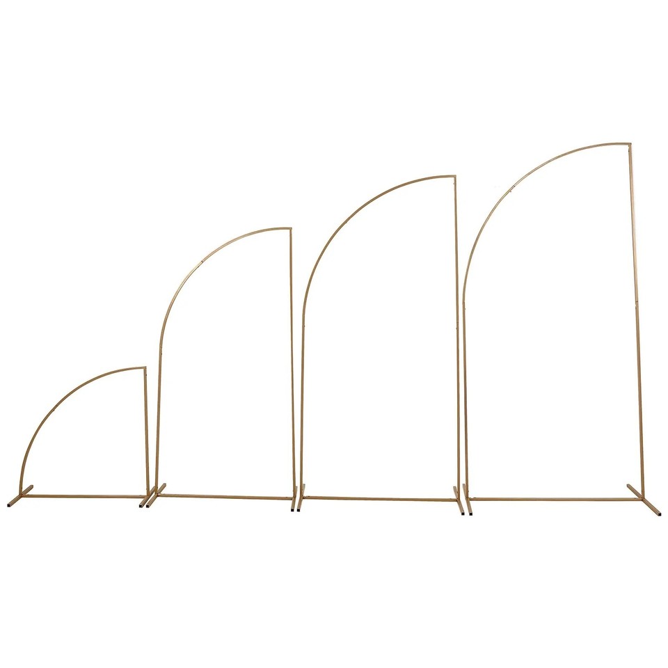 4 Gold Metal Floral Display Frame Half Moon Backdrop STAND Arch Set ...