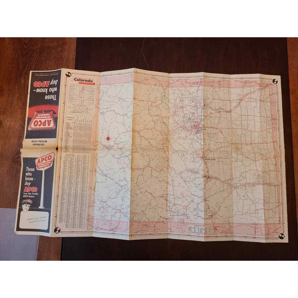 Colorado Nevada Utah APCO Oil Corp Road Map 1967 (0O) | eBay