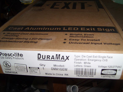 NEW Prescolite Duramax DMX1GEW Cast Aluminum Exit Sign | eBay