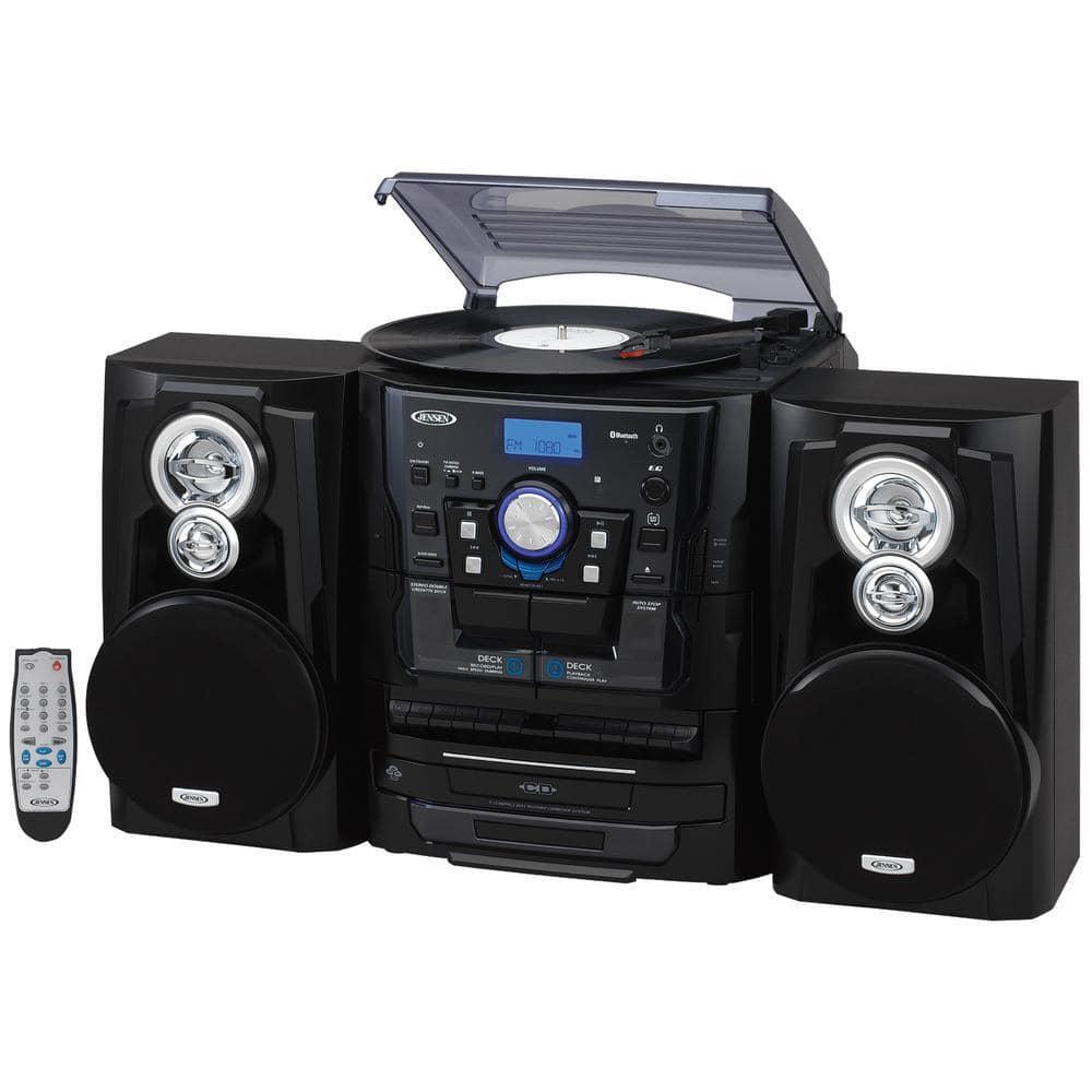 Jensen JMC-1250 Bluetooth 3-Speed Stereo Turntable Music System with 3 ...