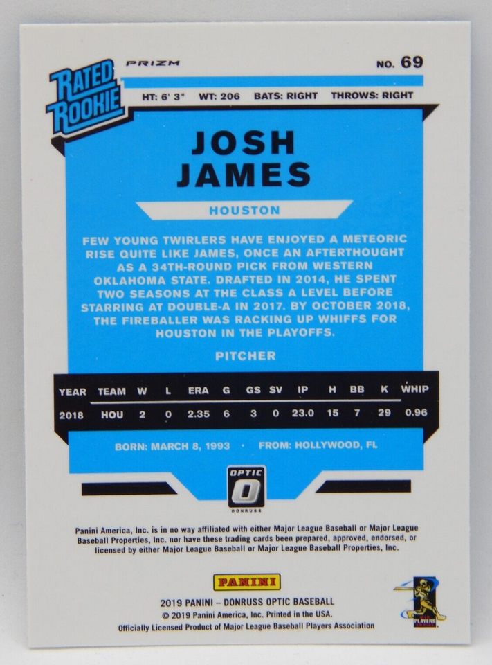 2019 Donruss Optic Baseball Rated Rookie Prizm Houston Astros #69 ...