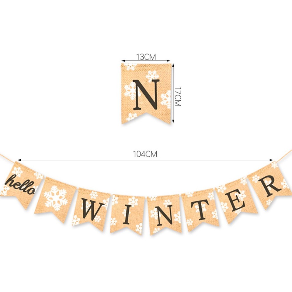 3 Pieces Holiday Party Decorations Hanging Bunting Pennant Burlap ...