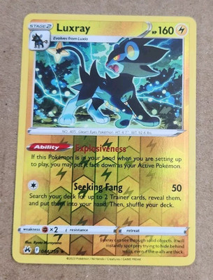 Luxray 044/159- Rare Reverse Holo Card- Crown Zenith- Pokemon | eBay