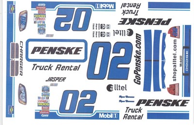 #02 Ryan Newman Penske Truck Charger 1/24th - 1/25th Scale Waterslide ...