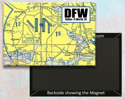 DFW Airport Sectional Map Handmade 3.25" x 2.25" Fridge Magnet (MM10509 ...