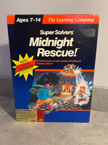 Learning Company Super Solvers Midnight Rescue Big Box PC IBM CIB 3,5 5 ...