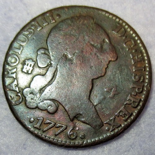 Independence Date 1776 Spanish Colonial 4 MARAVEDÍS Copper, King Carlos ...