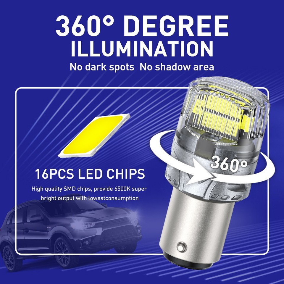 2PC 1157 LED Strobe Flashing Safety Brake Stop Tail Parking Light Bulb ...