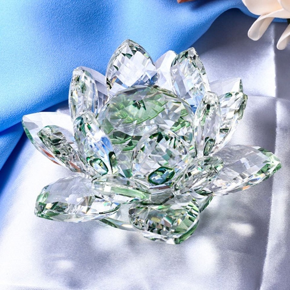 Glass Miniature Glass Craft Lotus Flower Decor Crystal Lotus Flower ...
