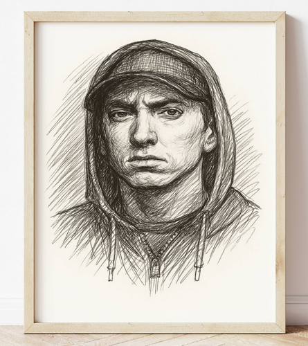 EMINEM DRAWING PRINT PORTRAIT SKETCH 8" x 10" EMINEM PRINT WALL ART HIP ...