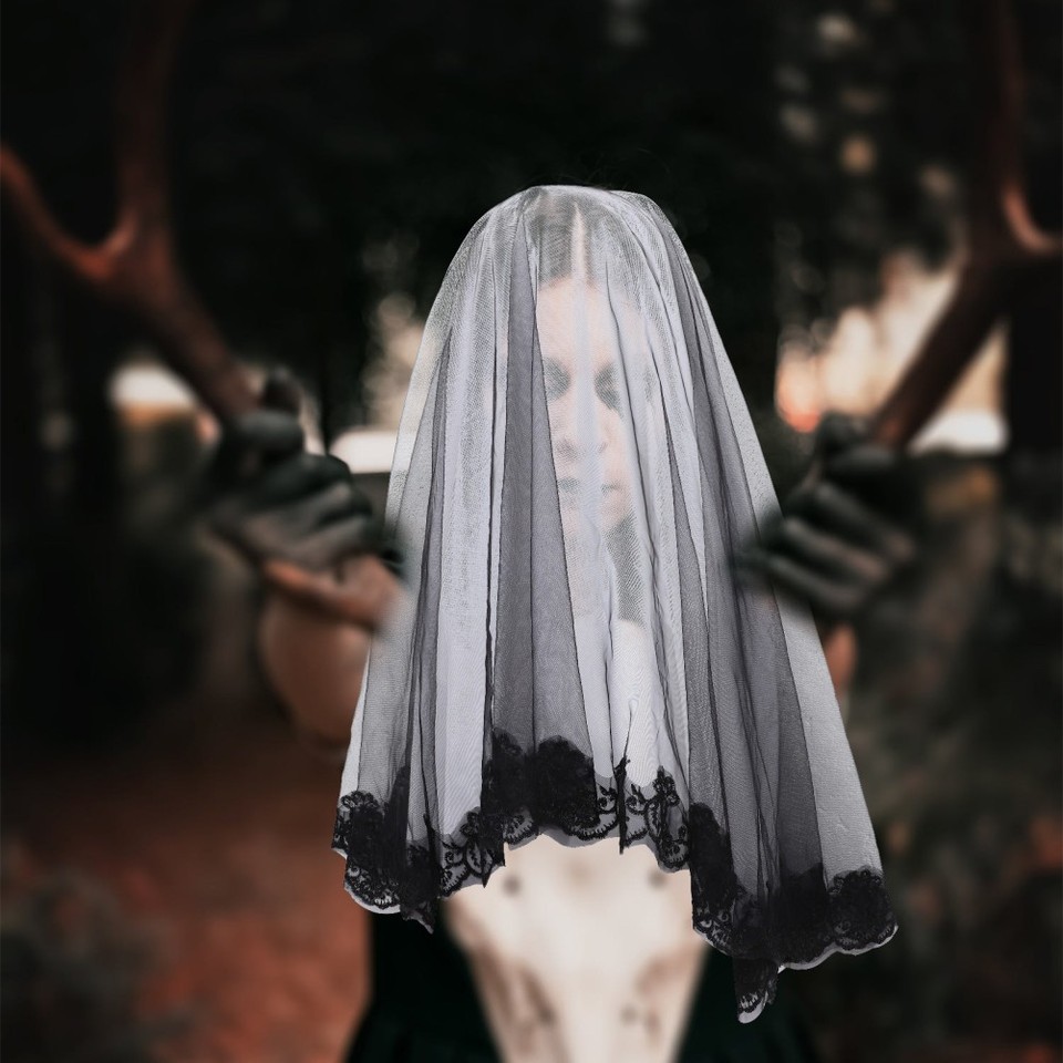 Black Veil Ghost Wedding Veil Bride Wedding Veil Halloween Gothic ...