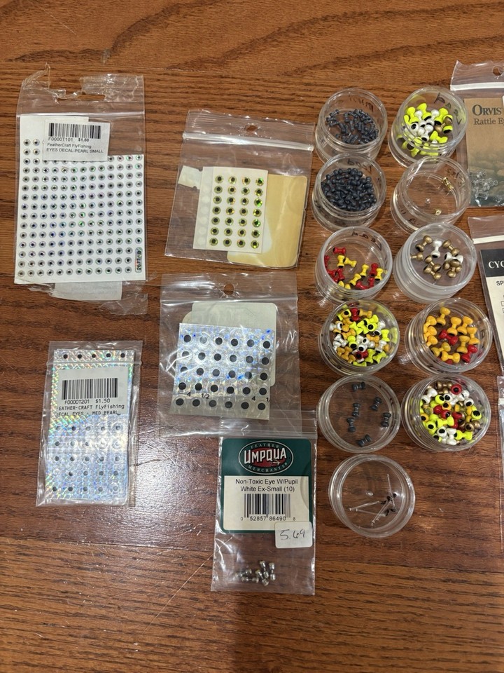 Fly tying materials lot Eyes - Rattles - Beads - Orvis - Umpqua - Fly ...