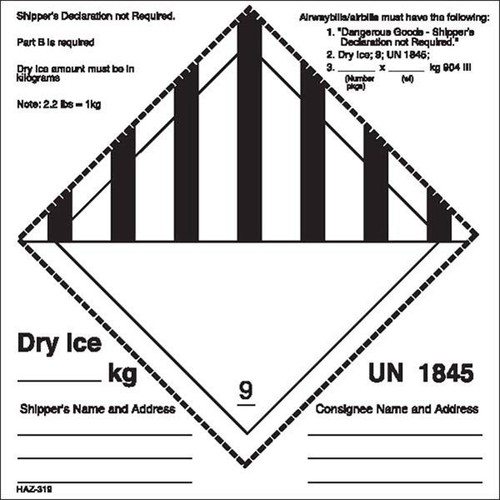 Dry Ice UN1845 Labels 250 pk | eBay