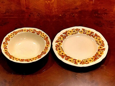 VINTAGE CROWN DUCAL HORENTINE ENGLAND 3 BOWLS 3 SAUCERS WITH FRUITS ...