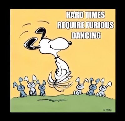 Hard Times Require Furious Dancing Snoopy Charlie Brown -MAGNET | eBay