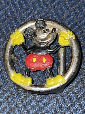 Mickey Mouse Belt Buckle Round Cutout Walt Disney Productions Vintage ...