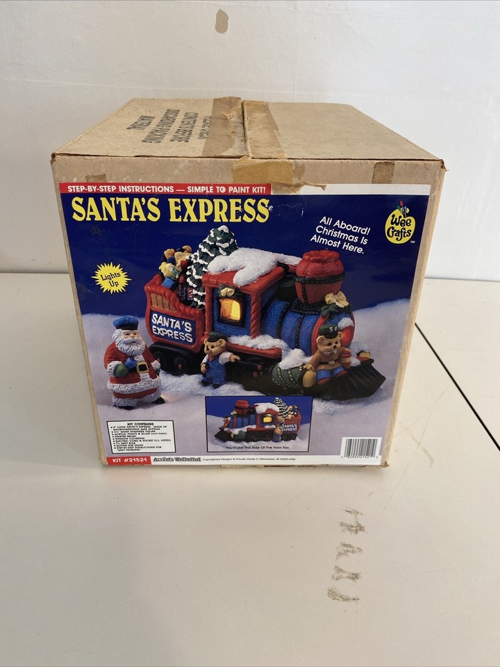 Vtg Wee Crafts Santa's Express Train Paint Kit Painted Light Christmas ...