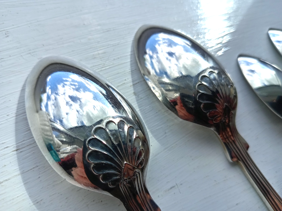 6 gorgeous James Ryal superb kings pattern teaspoons & 2 similar larger ...