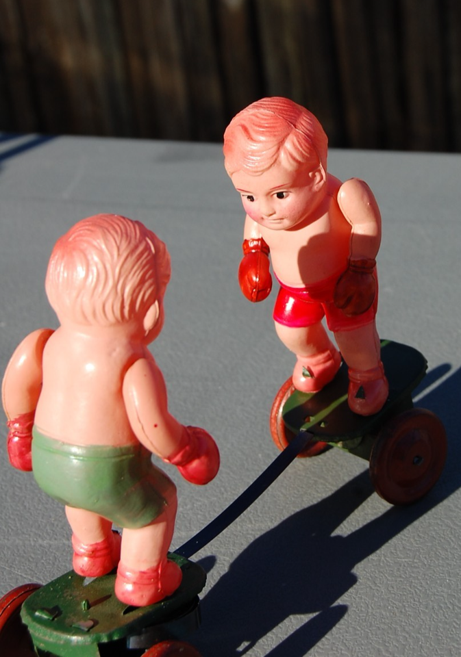 Very nice antique celluloid Baby Boxers wind up toy, It still works! | eBay