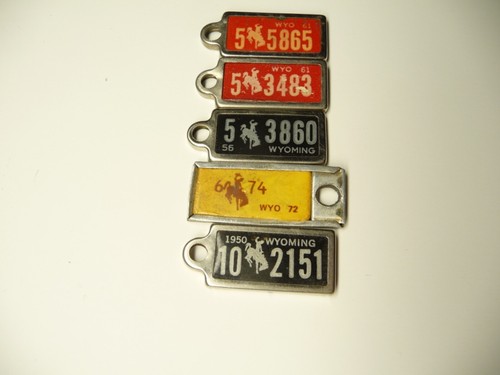 5 Vintage DAV tags from 1956, to 70's etc Wyo Wyoming License plates | eBay
