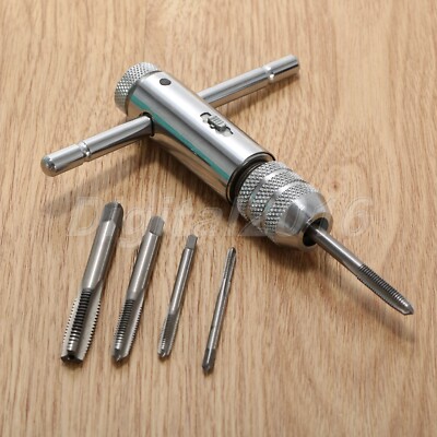M3-M8 T-Handle Ratchet Tap Wrench Machinist Tool + M3-M8 Screw Thread ...