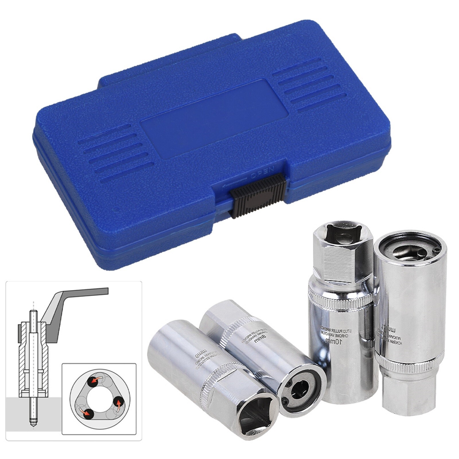Stud Extractor Remover Socket Set 6-8-10-12mm. Stud Extracting Removal ...