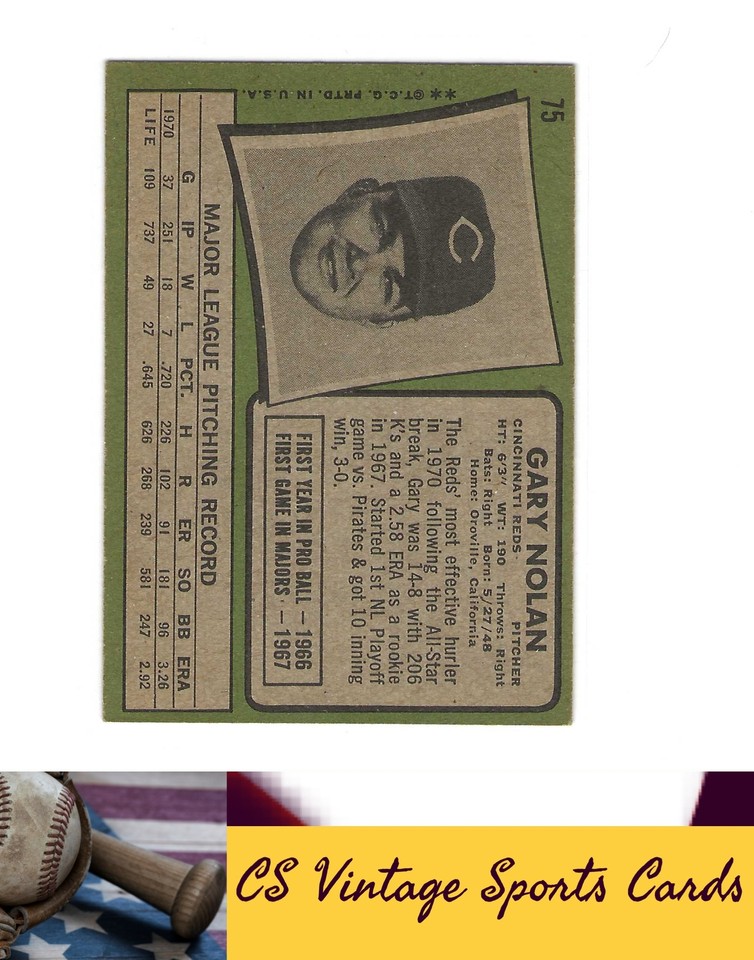 1971 Topps #75 Gary Nolan | eBay
