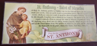 St Anthony Saint Of Miracles Card With Prayer And Prayer Bracelet Hope ...