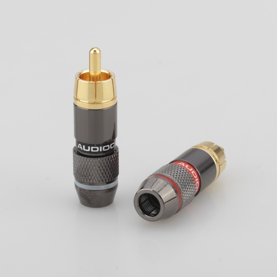 8Pcs Gold Plated 6mm RCA Plug Male Double Self-Locking Lotus Wire RCA ...