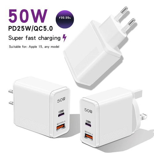 50W USB Type-C GaN Phone Charger USB-C PD QC5.0 Fast Charging Power Adapter-* | eBay