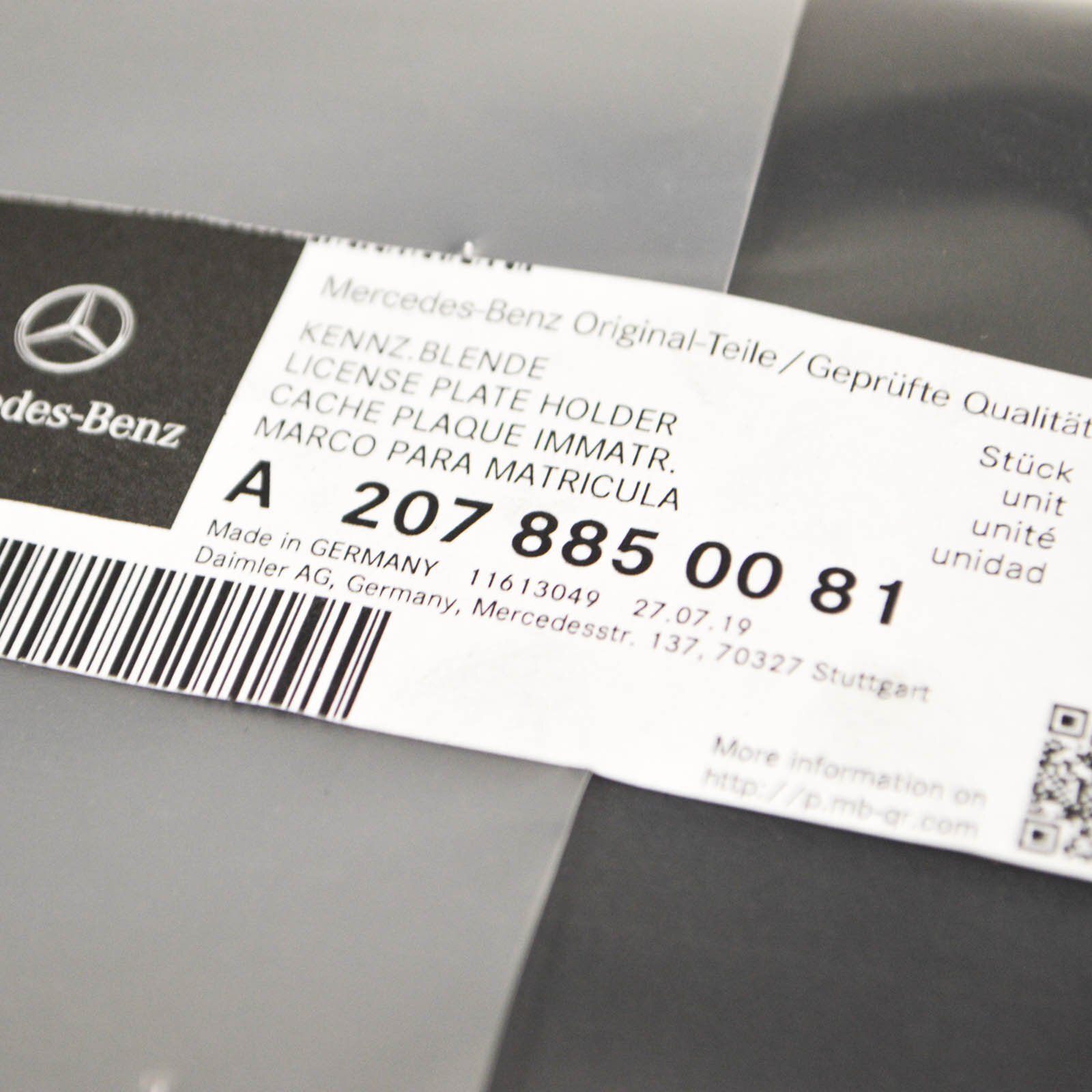 MERCEDES-BENZ E-CLASS Coupe C207 Front License Plate Holder A2078850081 ...