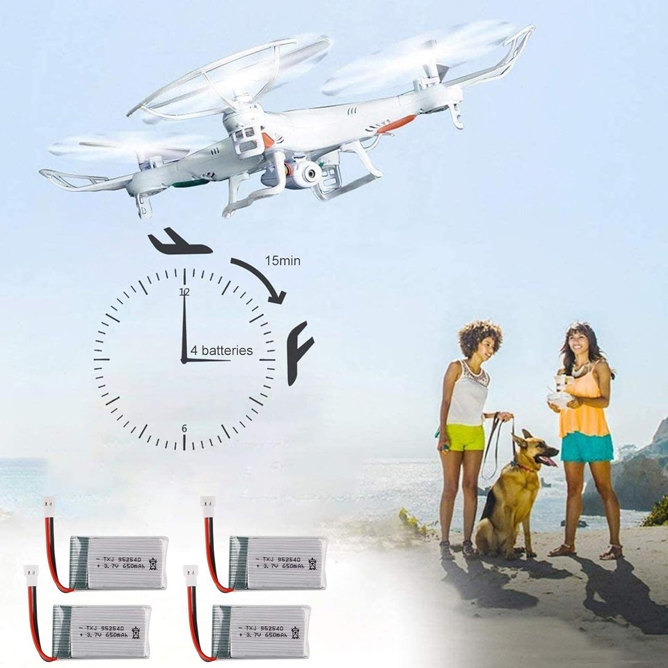 4PCS 3.7V 650mAh Lipo Battery with USB Charging & Cable for RC UAV ...