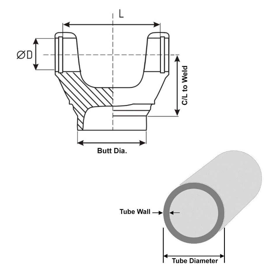 90-28-27 Driveshaft Weld Yoke SPL90 Series & Spicer Universal Joint ...