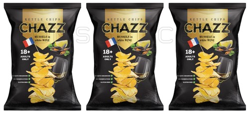 3 CHAZZ MUSSELS & WHITE WINE Flavor Potato Chips Crisps Snacks 90g 3 ...
