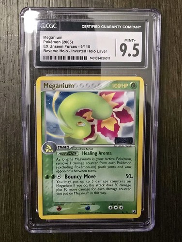 CGC 9.5 Pokemon Meganium Reverse holo Unseen Forces 9/115 Inverted holo ERROR | eBay