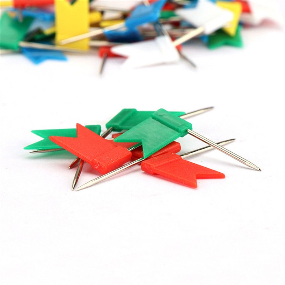 100X Flag Marker Shape Map Pins Cork Notice Board Push Pin Assorted ...