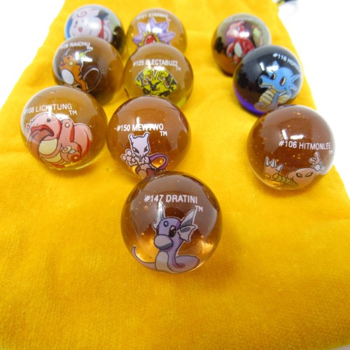 Pokemon Marble Lot of 10: 8 Clear 2 Holo with 1 Machamp #68 Yellow ...