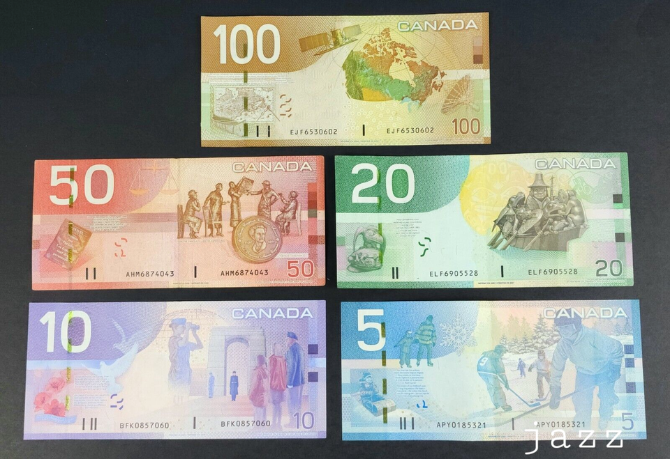 Complete Set 2004-2006 Canadian Paper Money $100 $50 $20 $10 $5 Canada ...
